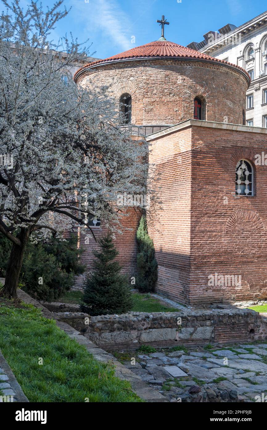 SOFIA, BULGARIA- MARCH 19, 2023: Amazing view of Church St. George Rotunda in in Sofia, Bulgaria ...