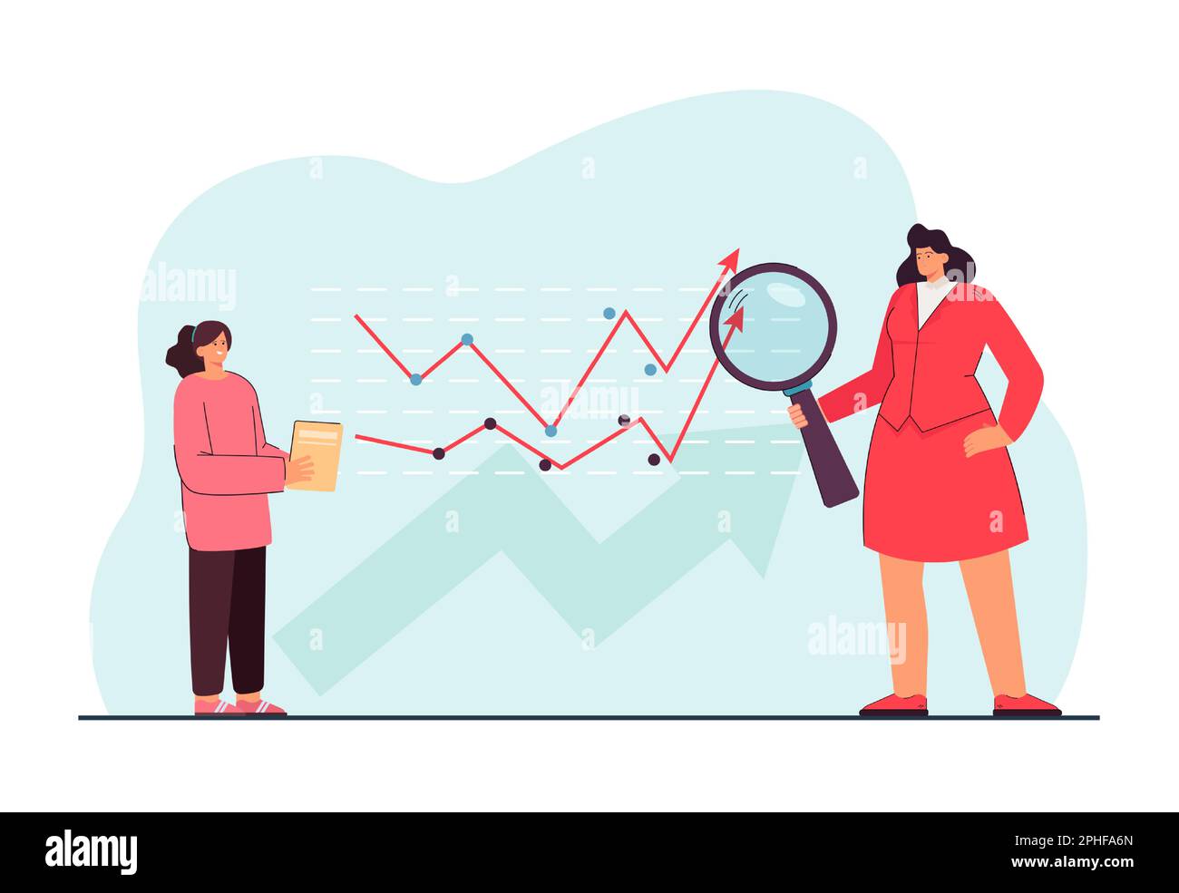 Student and teacher studying financial graph growth Stock Vector Image ...