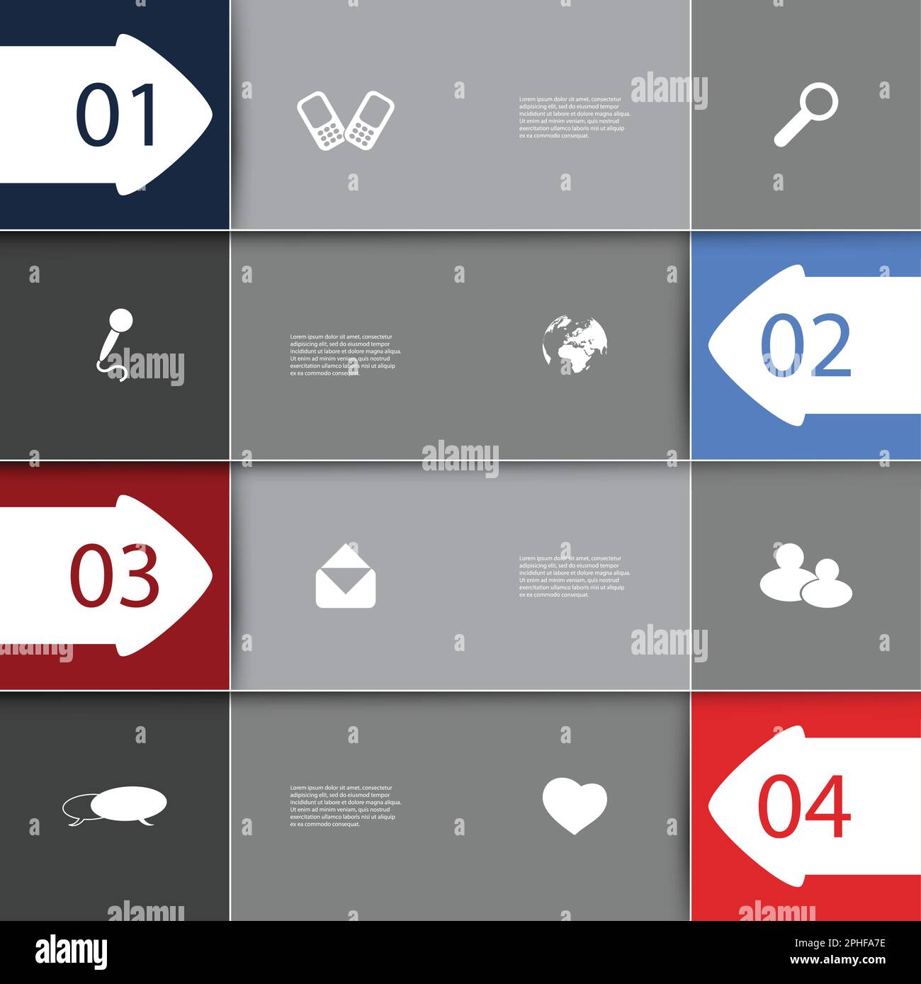 Infographics Cover - Numbered Tiled Banner Designs with Icons Stock ...