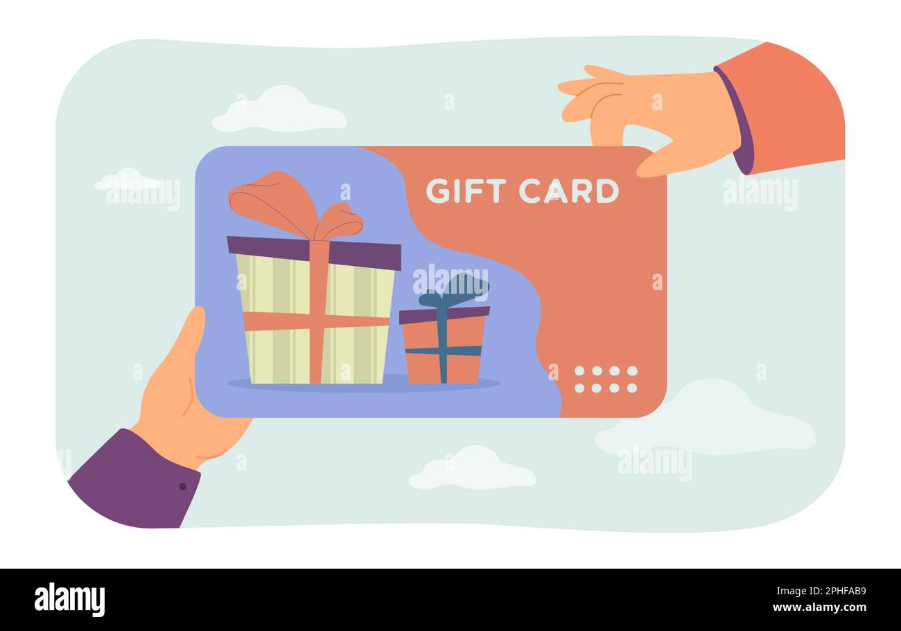 Gift card in peoples hands flat vector illustration Stock Vector Image ...