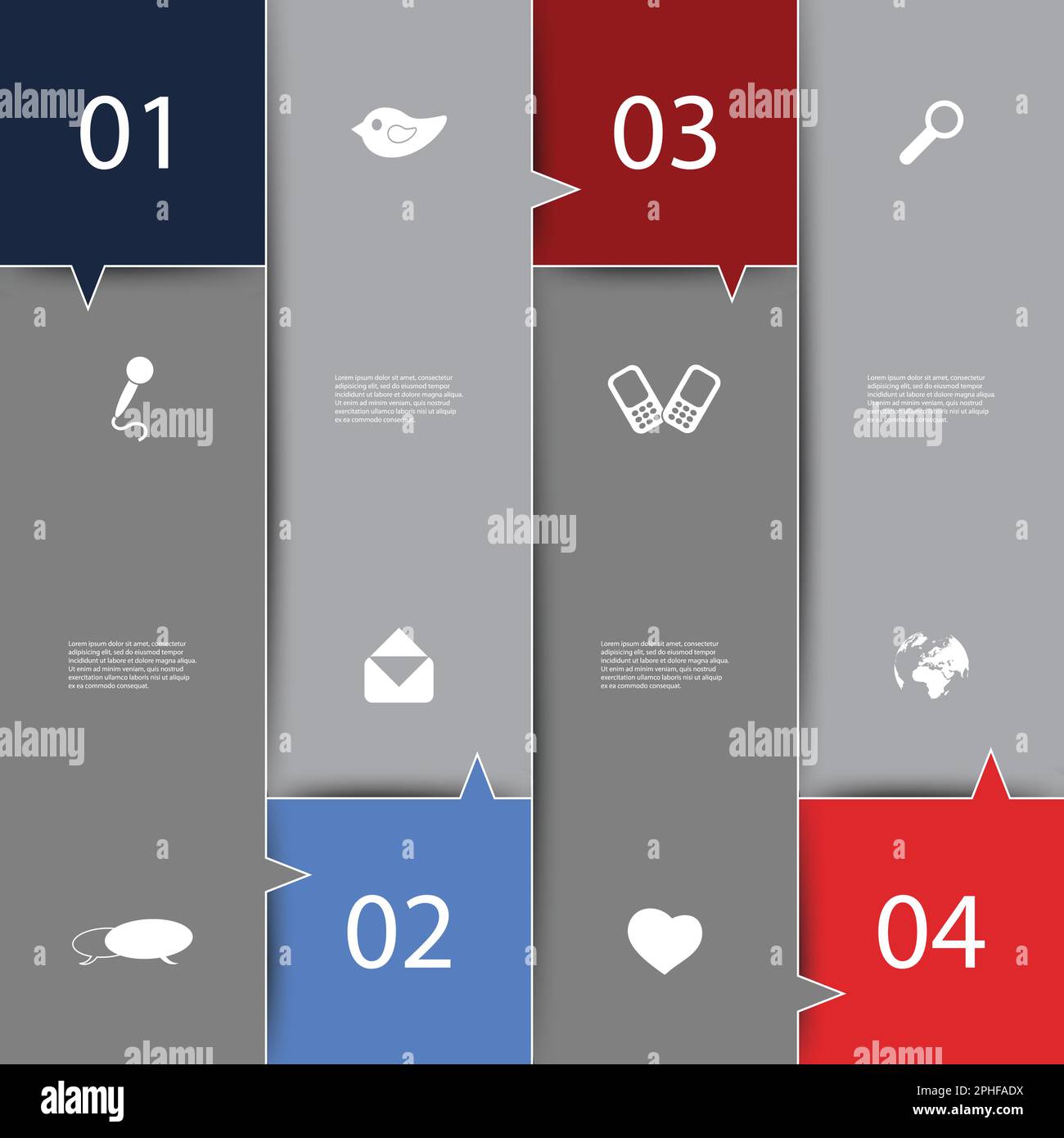 Infographics Cover - Numbered Speech Bubble Tiles with Icons Stock ...