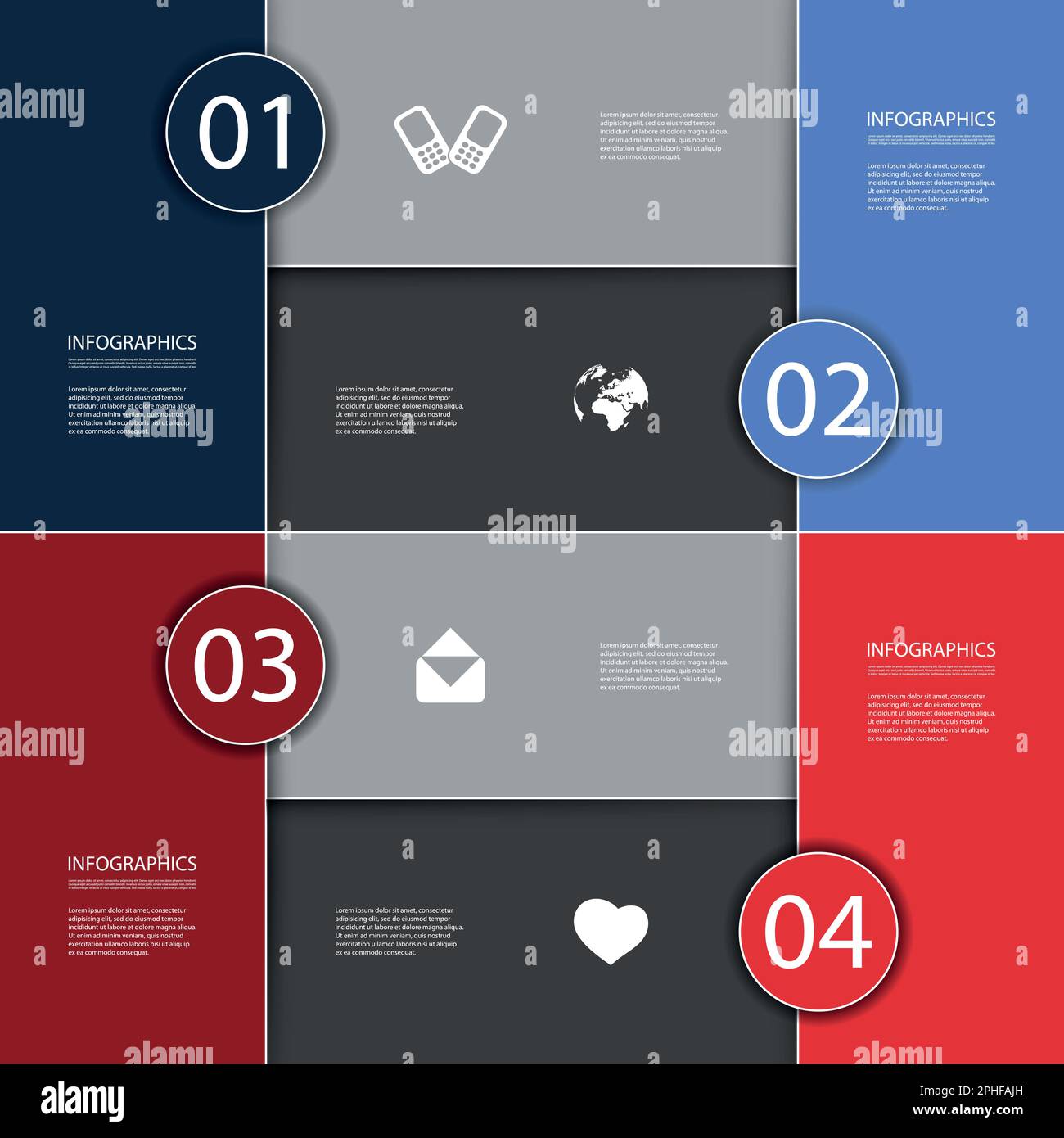 Infographics Cover - Numbered Tiled Banner Designs with Icons Stock ...