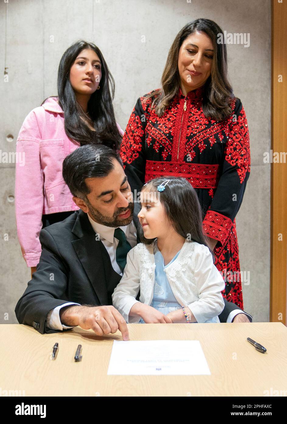 Newly elected leader of the Scottish National Party, Humza Yousaf, with ...