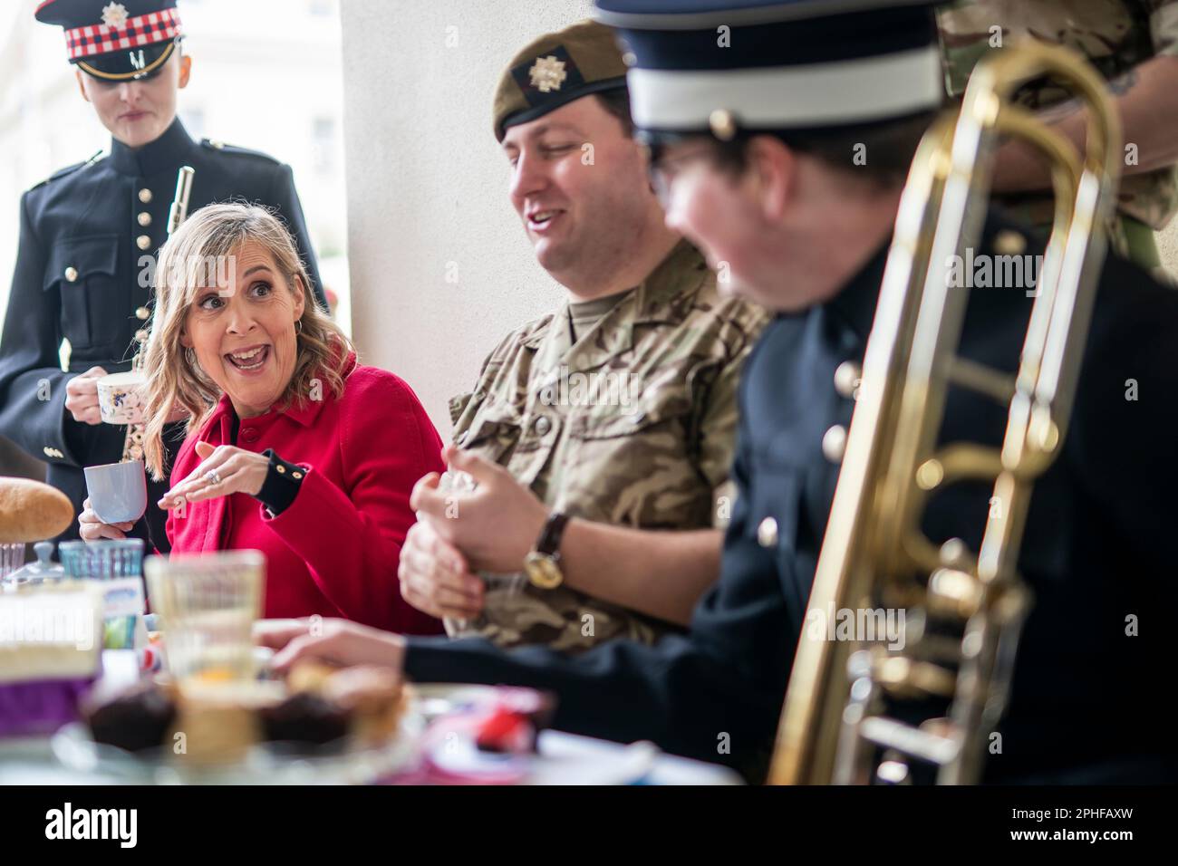 Presenter Mel Geidroyc with members of the Scots Guards and Coldstream ...