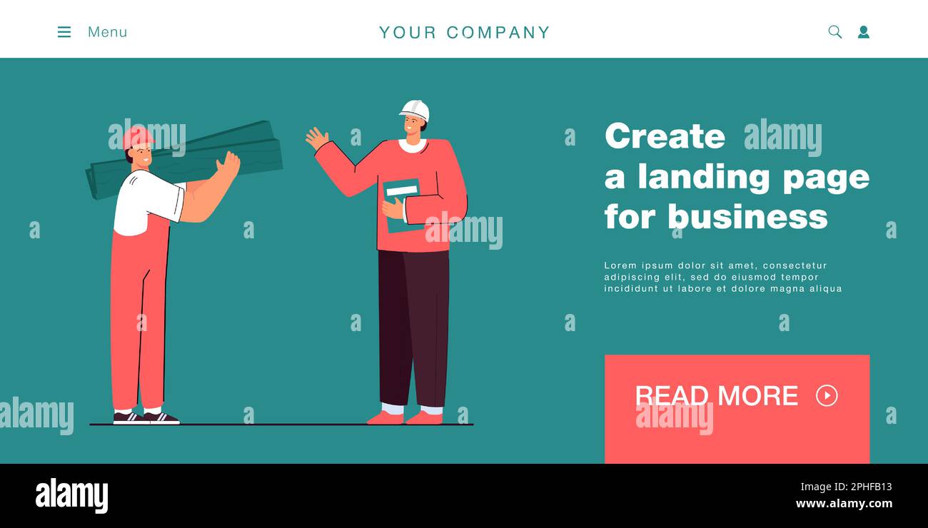 Cartoon construction manager and builder holding wooden planks Stock ...