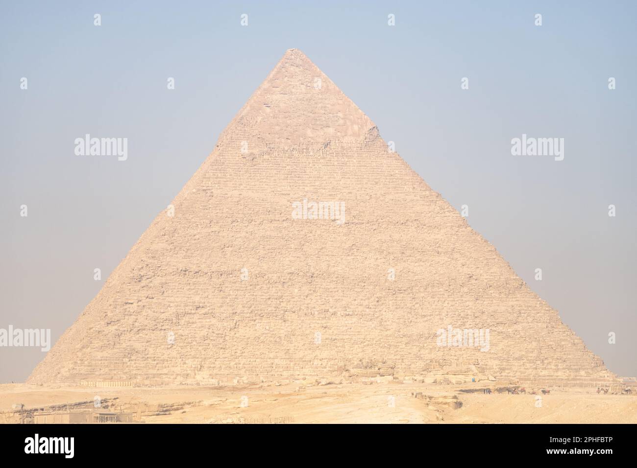 A view of the Pyramid of Khafre on a sunny day in Giza, Egypt Stock ...