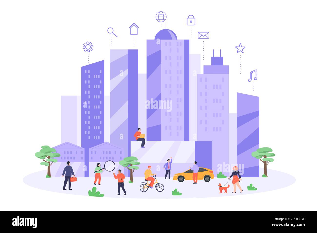 IoT technology in city with tiny characters Stock Vector Image & Art ...