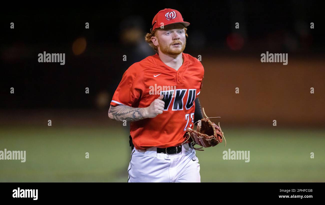 WKU right fielder Eli Watson heads to the dugout during an NCAA baseball game between Western ...