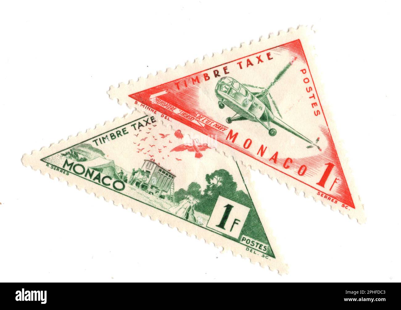Vintage mint postage stamps from Monaco isolated on a white background ...