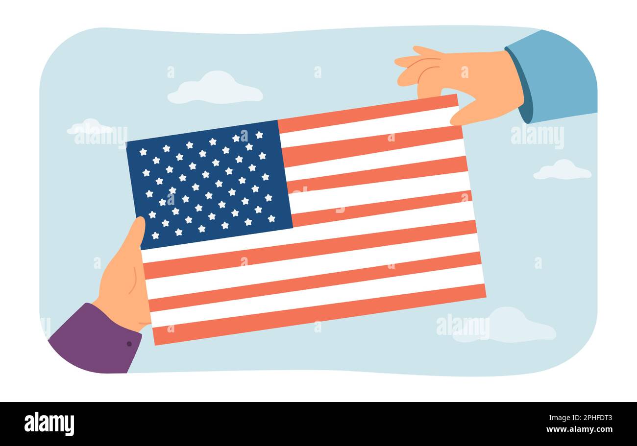 Hands holding American flag flat vector illustration Stock Vector Image ...