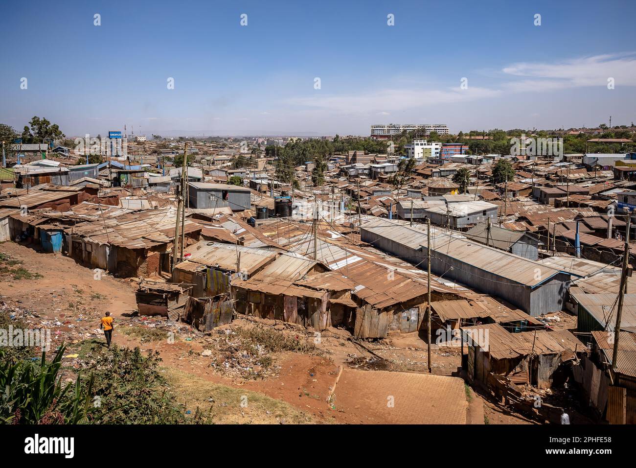 Panoramic view of Kibera slum, Nairobi, Kenya. Kibera is the biggest ...