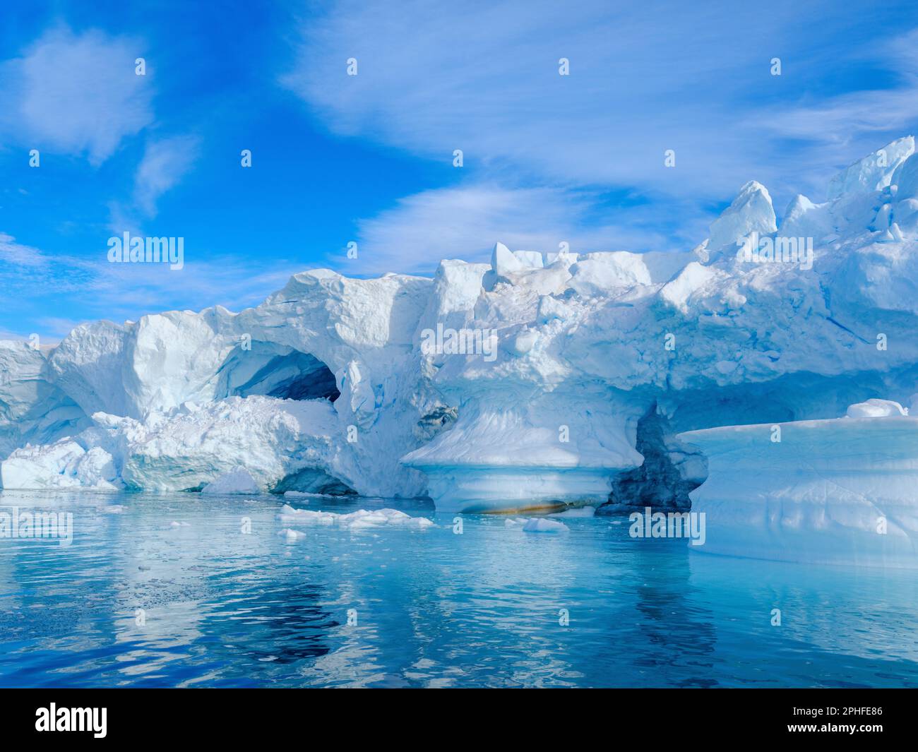 Iceberg in the fjord. Landscape in the Johan Petersen Fjord, a branch ...