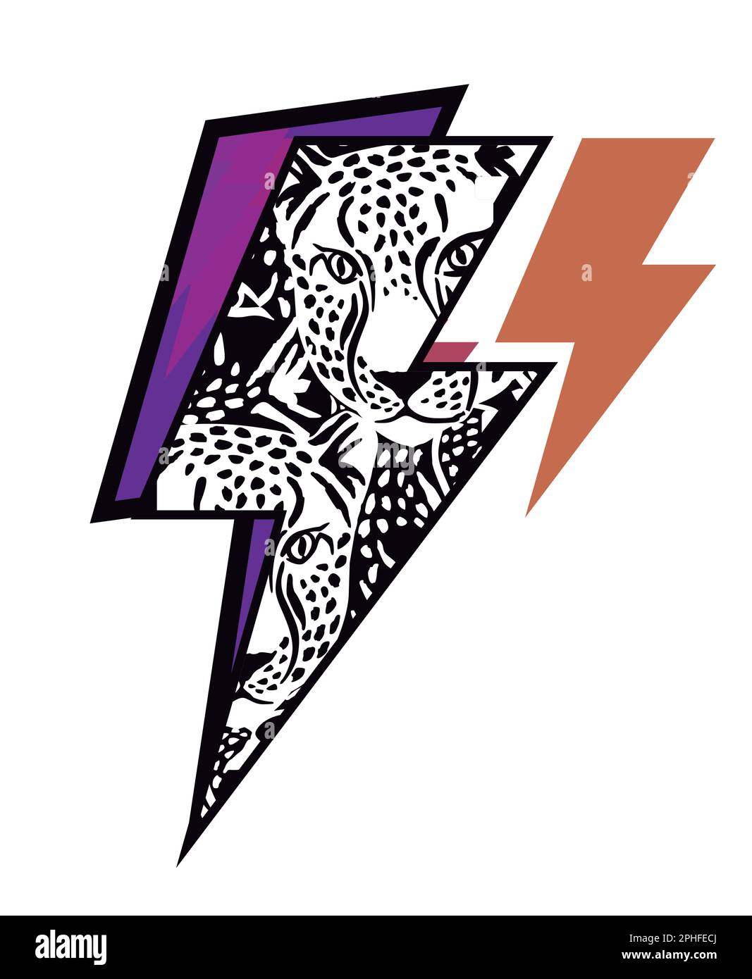 thunderbolt symbol t-shirt design with leopards Stock Vector Image ...