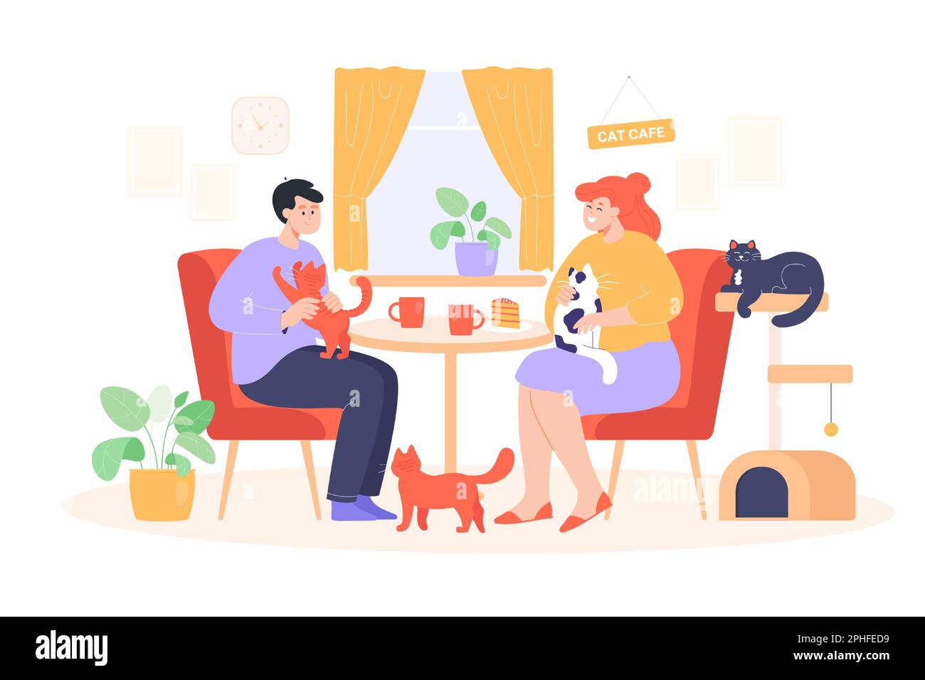 Cat sitting table Stock Vector Images - Alamy