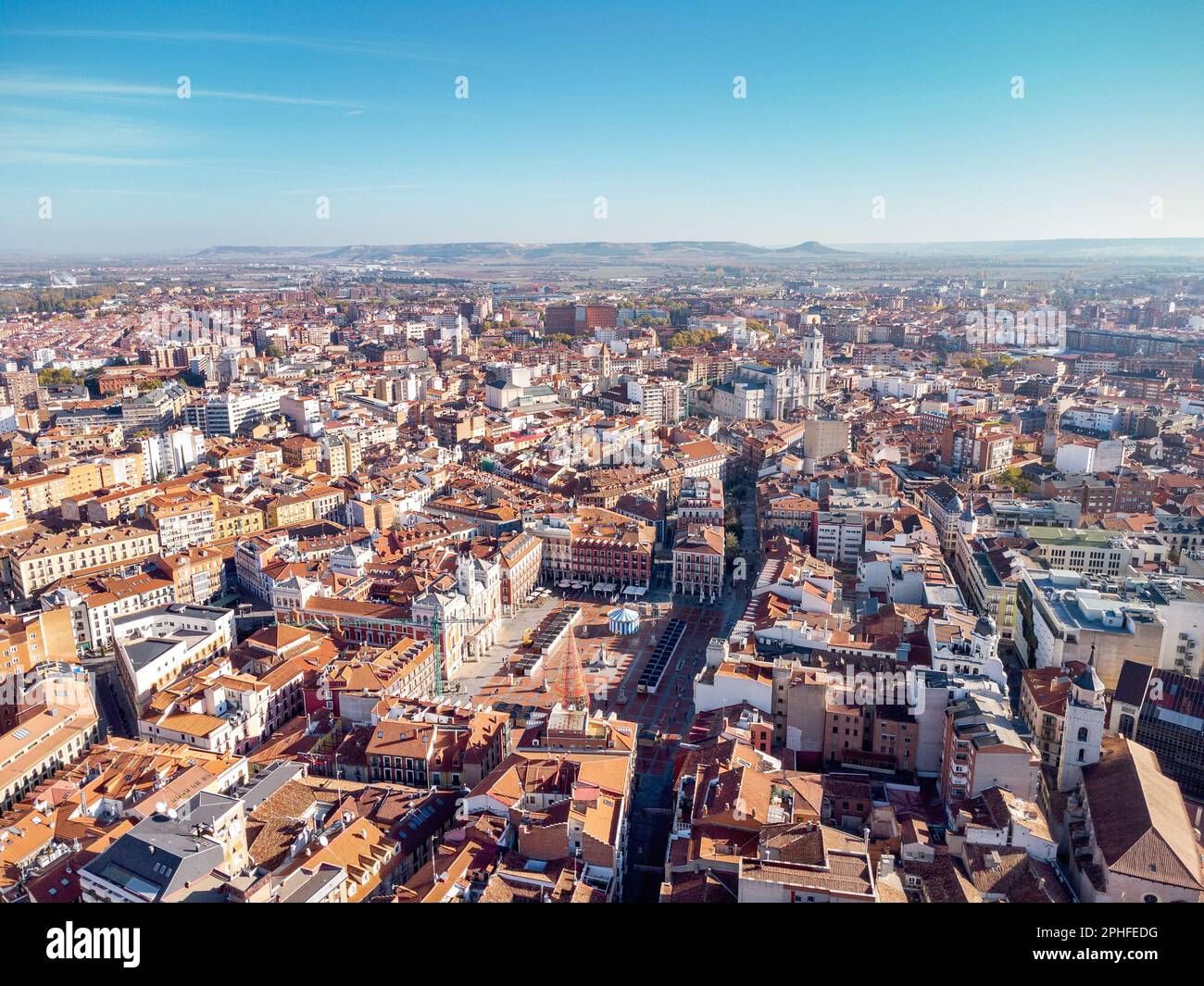 Rooftops of Valladolid. Perspective from above of Valladolid city ...