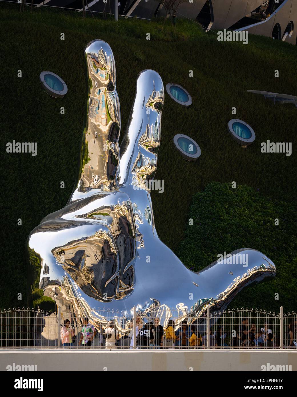 The Three Finger Salute sculpture in from of the Museum of Future Stock ...