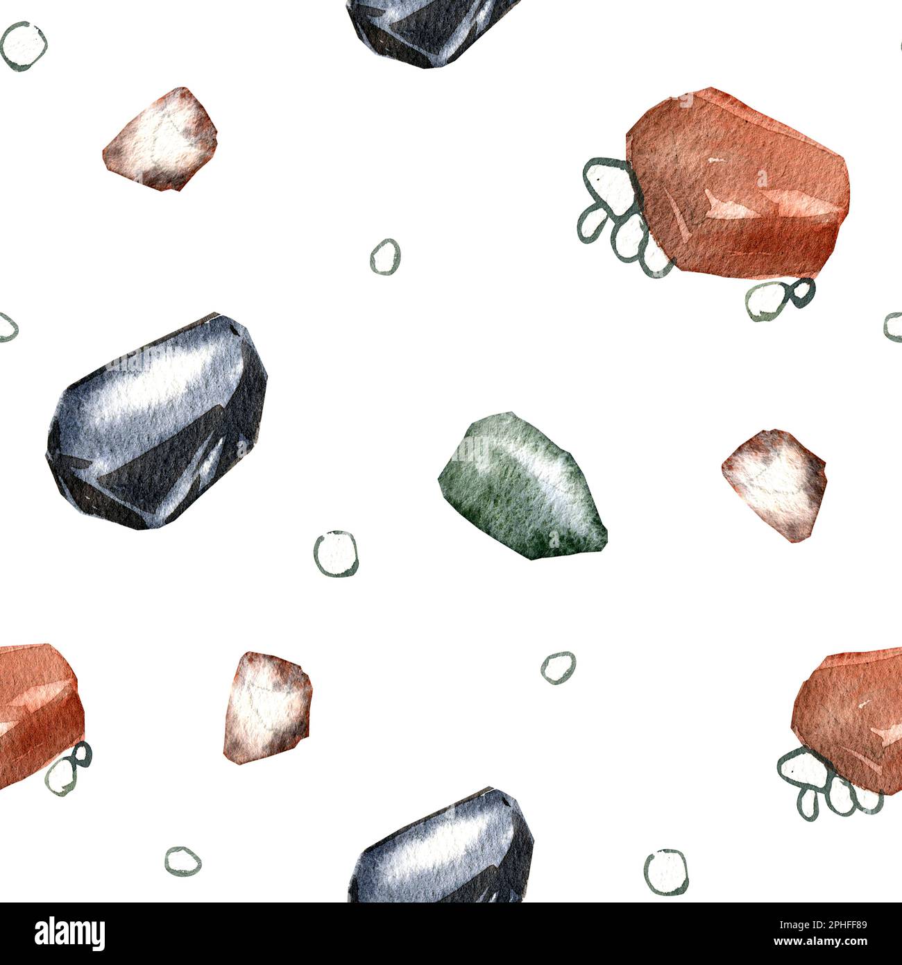 Seamless pattern grey, orange, green color rock stones isolated on ...