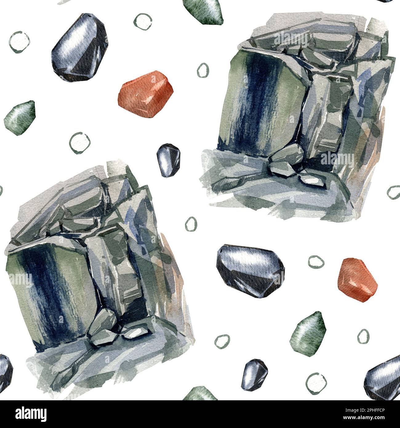 Seamless pattern granite grey rock stones conglomerate isolated on ...