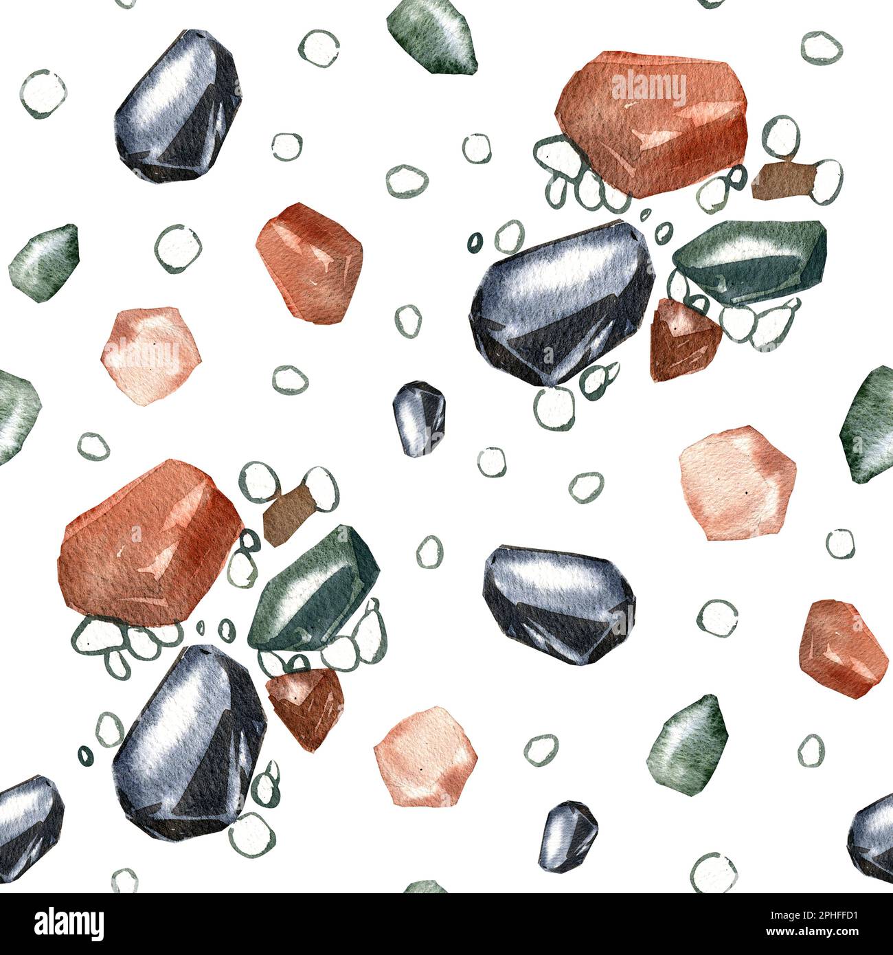 Seamless pattern grey, orange, green color rock stones isolated on ...