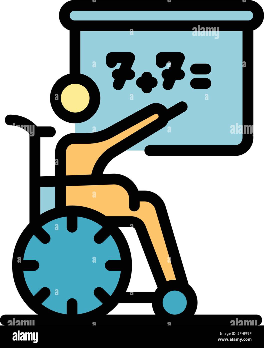 Wheelchair man at school icon. Outline Wheelchair man at school vector ...
