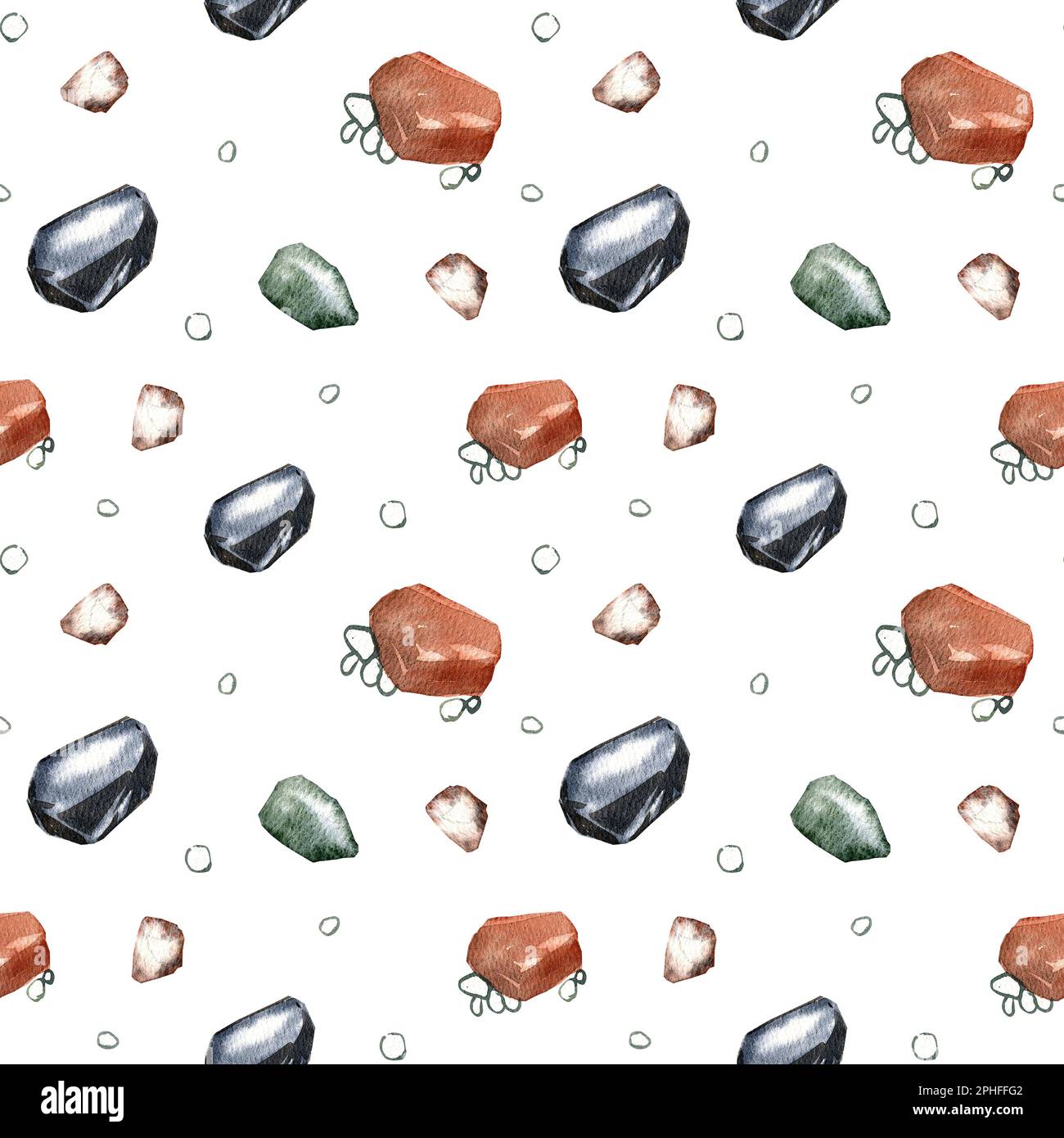 Seamless pattern grey, orange, green color rock stones isolated on ...
