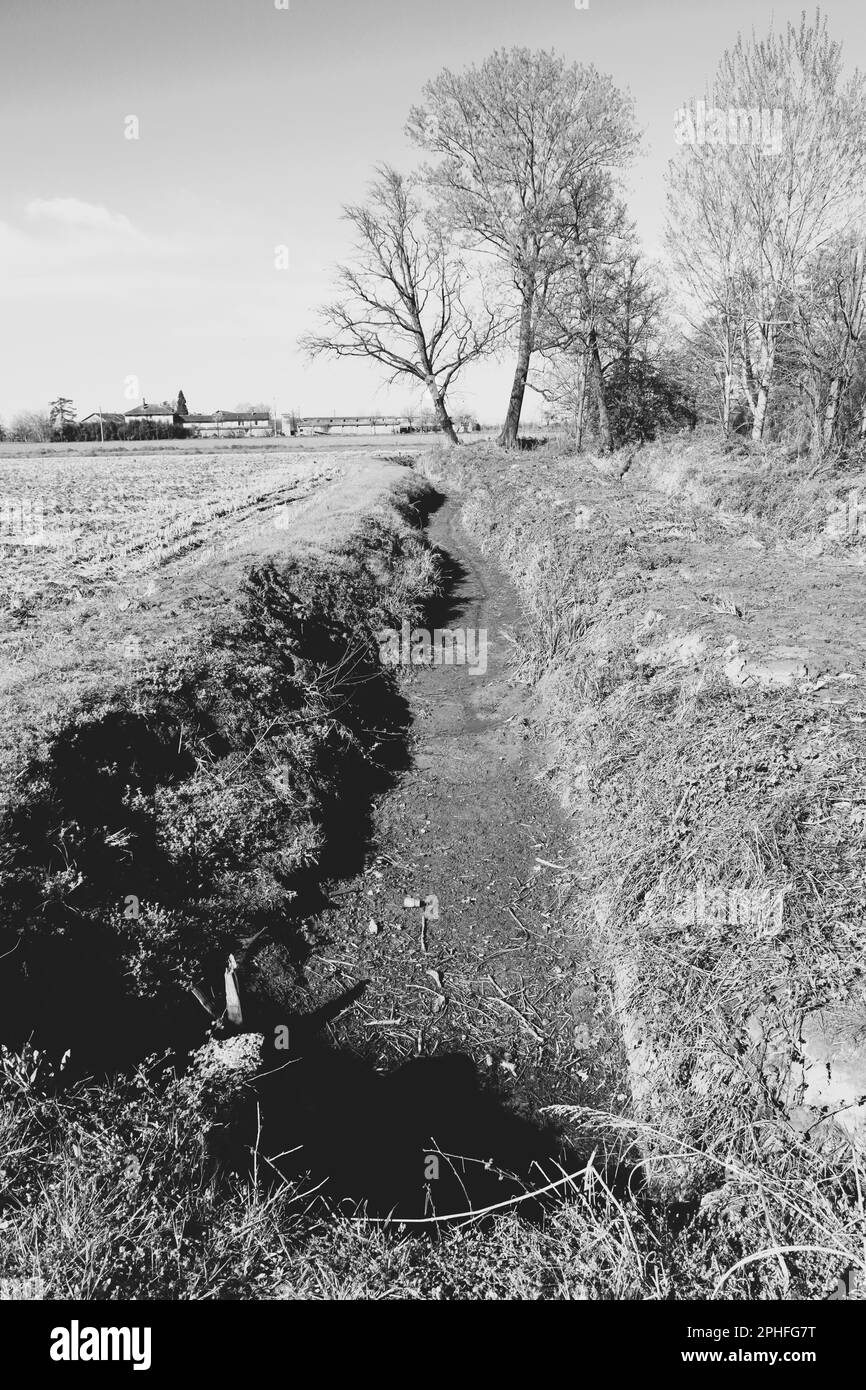 Irrigation ditch Black and White Stock Photos & Images - Alamy