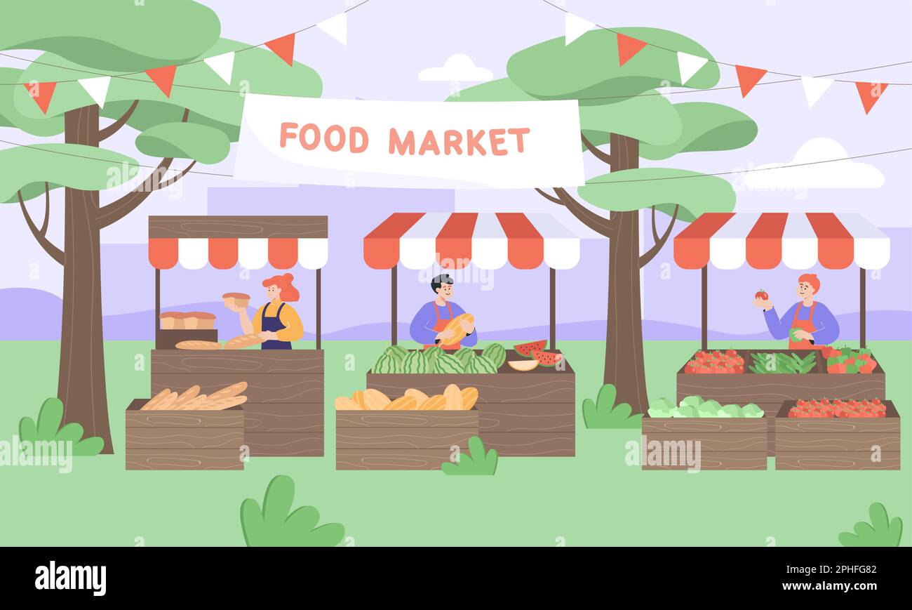 Organic fruit street market Stock Vector Images - Alamy