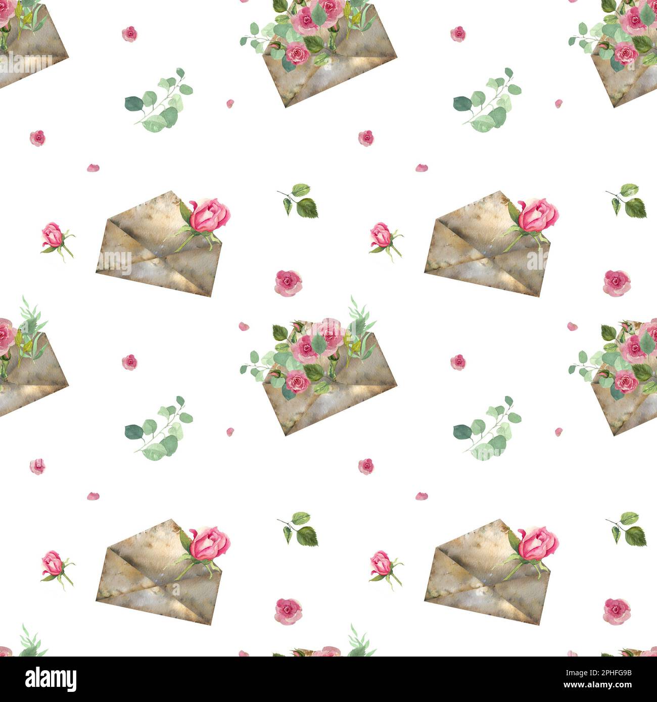 Pattern envelope with flowers watercolor illustration. Watercolor ...