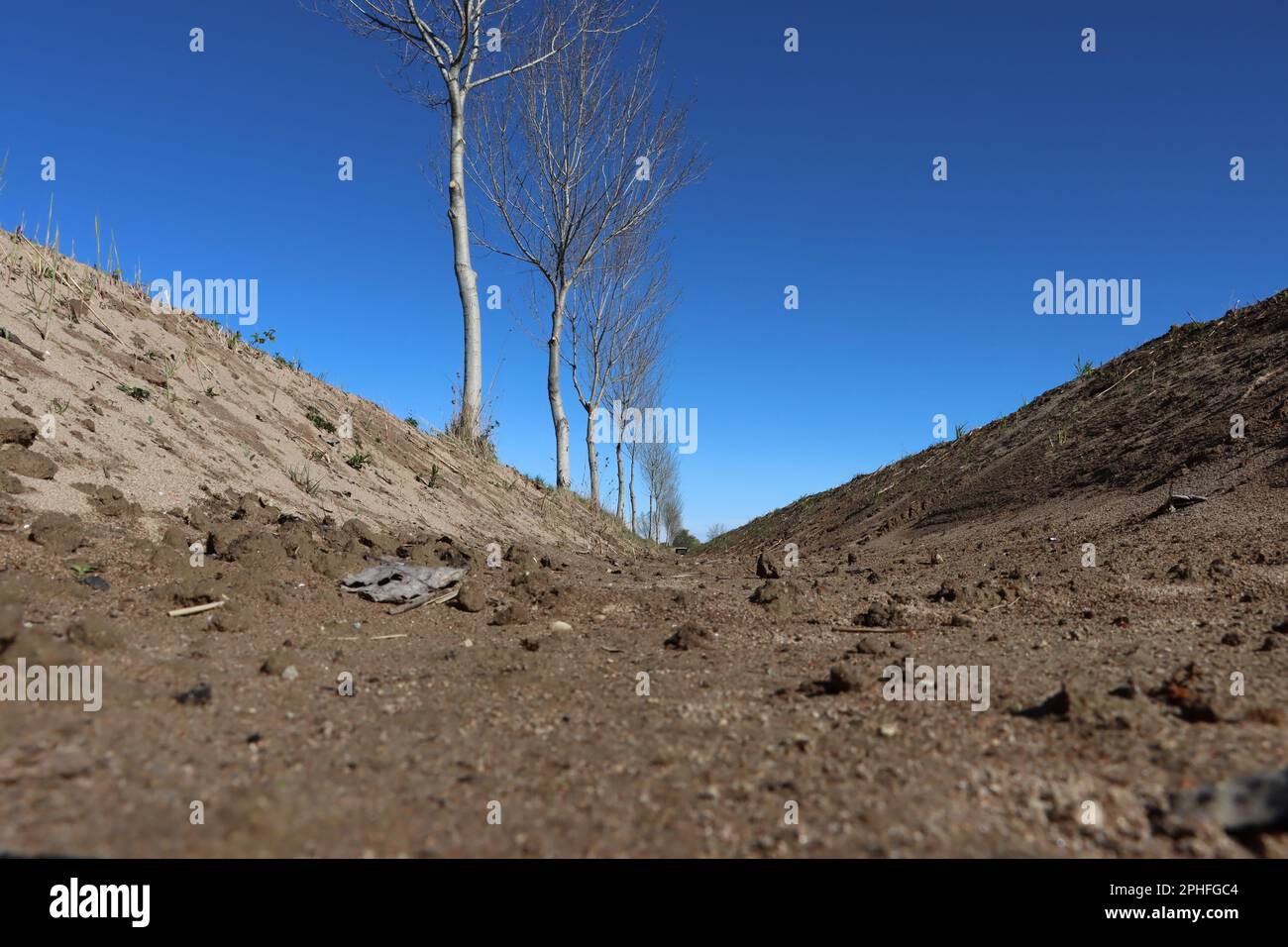 Dry irrigation ditches in the fields Stock Photo - Alamy