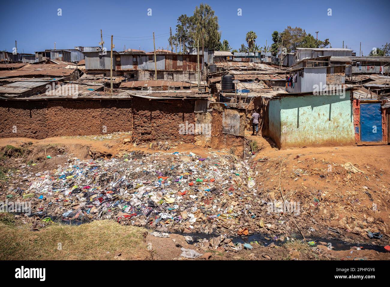 Nairobi, Kenya. 3rd Feb, 2023. View of a polluted river that passes ...