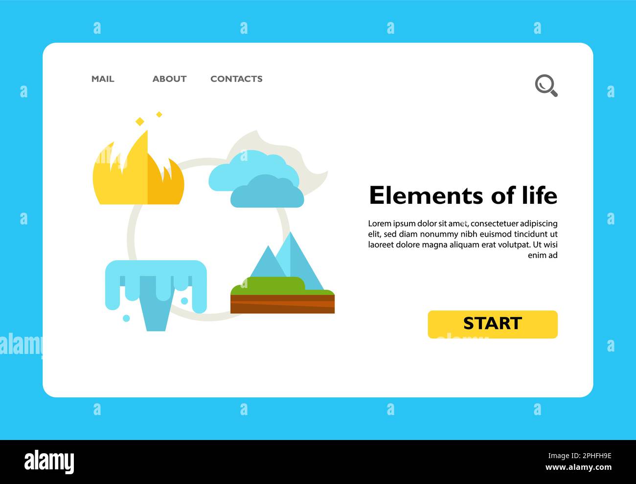 Four elements water flat earth hi-res stock photography and images - Alamy