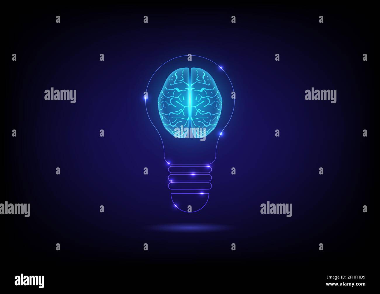 Brain in light bulb . Concept of creative ideas, innovation. Vector ...