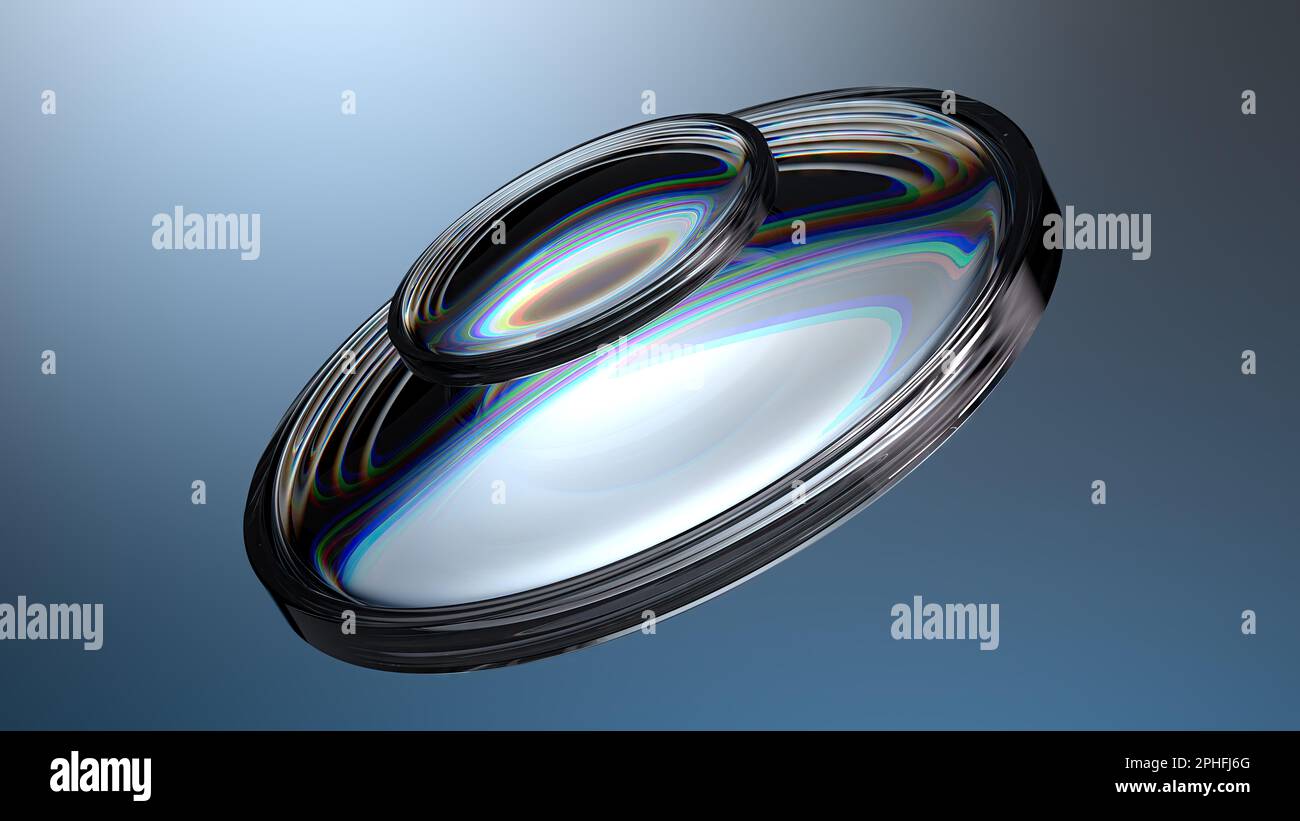 transparent blue Two Lenses Refraction Abstract delicate and ...