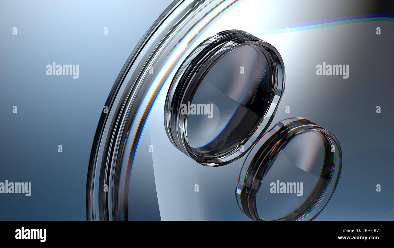 transparent blue lens refraction and reflection abstract delicate and ...