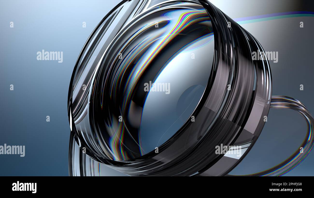 transparent blue Refraction of thick lens overlap Abstract delicate and ...