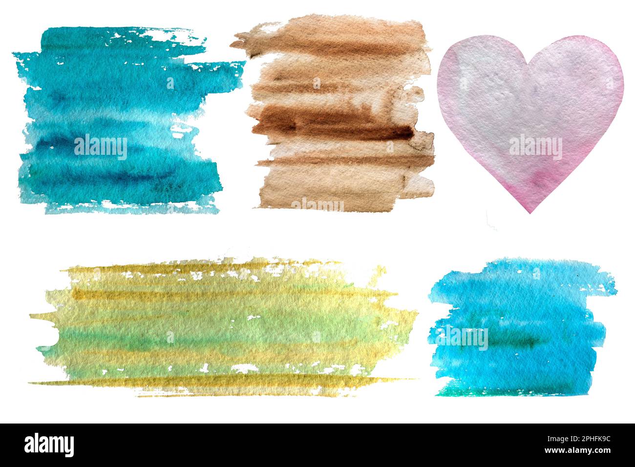 Watercolor spots of different shapes.A set of watercolor circles ...