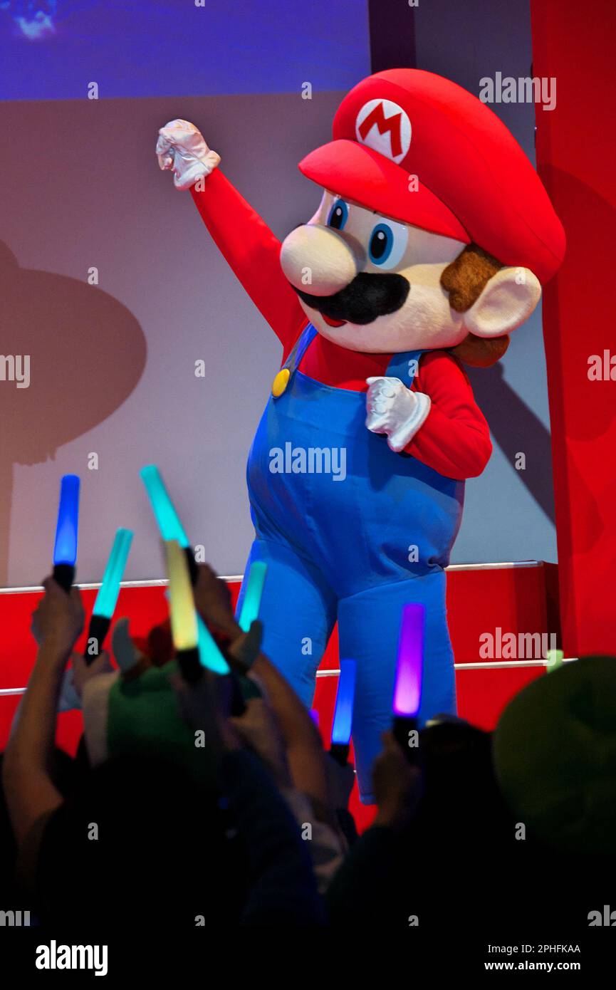 Osaka, Japan. 28th Mar, 2023. Mario performs during the event for the ...