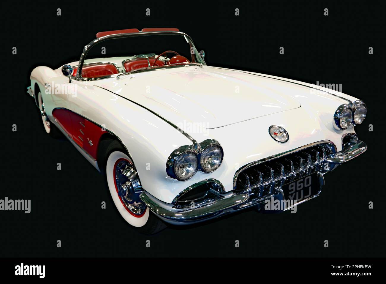Cut-out of a White,1960, Chevrolet Corvette C1, on display at the 2023 ...