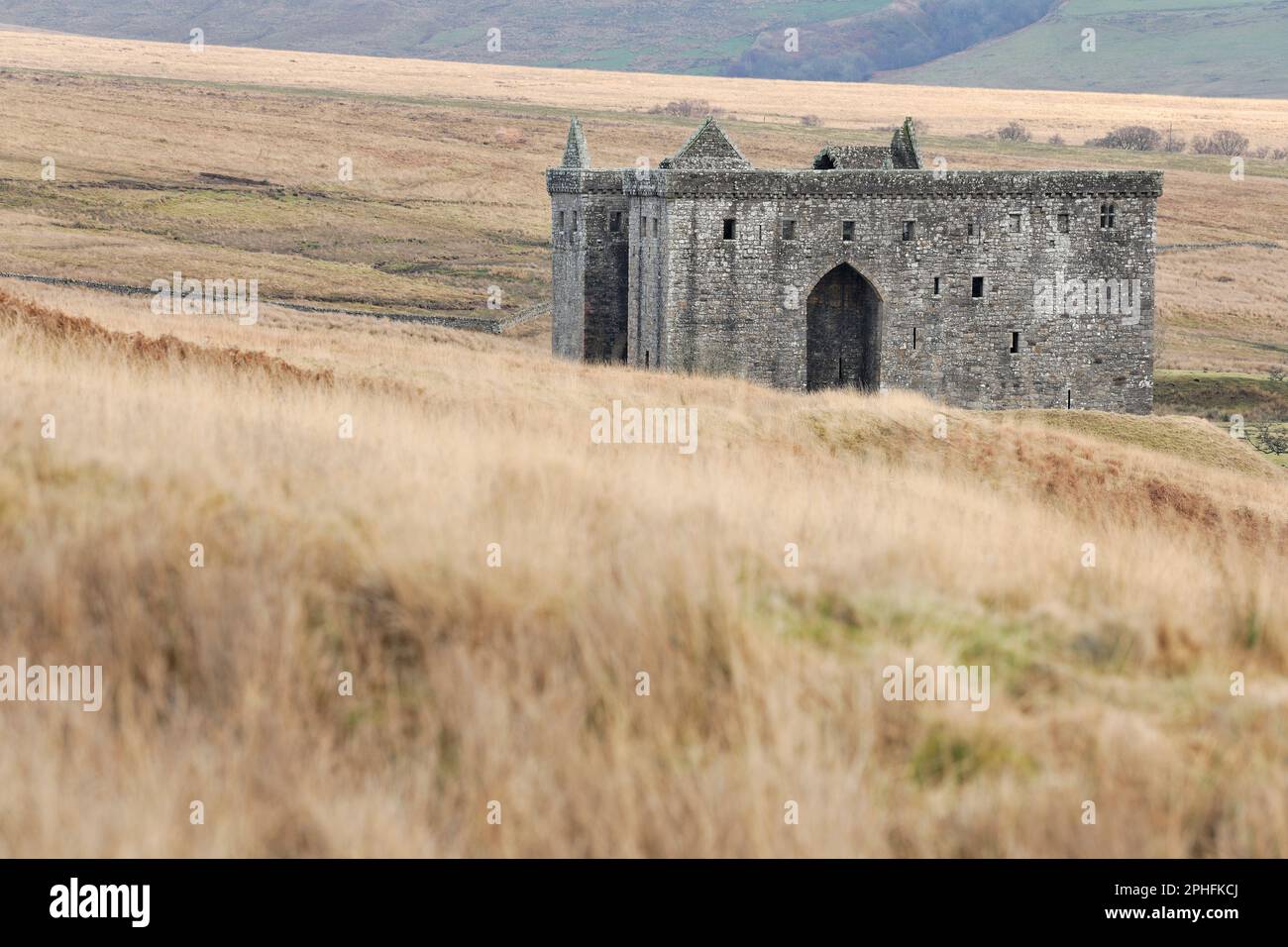 Hermitage Castle, a semi-ruined medieval castle dating back to the 1300 ...