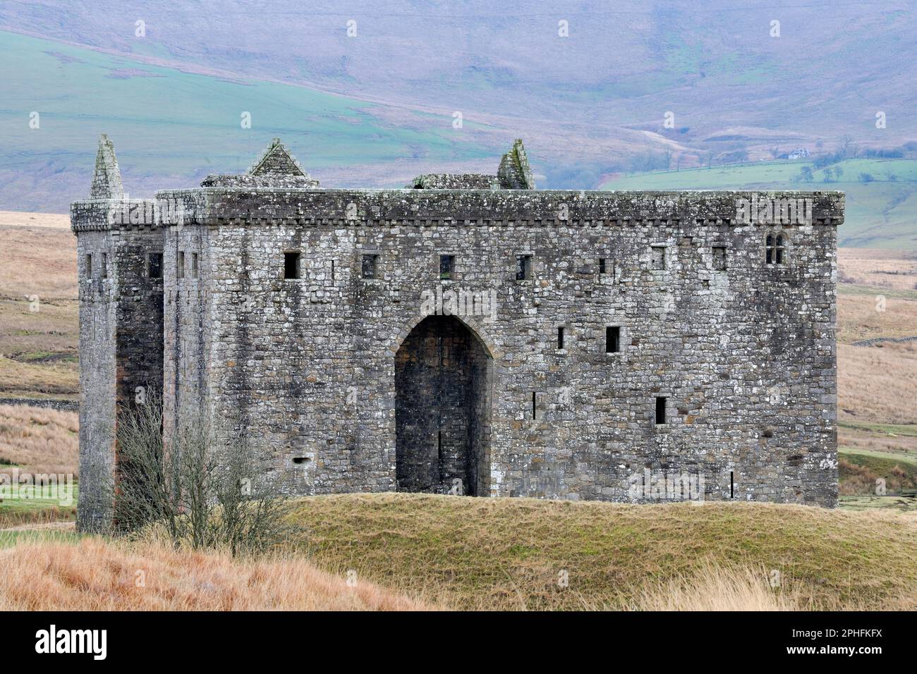 Hermitage Castle, a semi-ruined medieval castle dating back to the 1300 ...