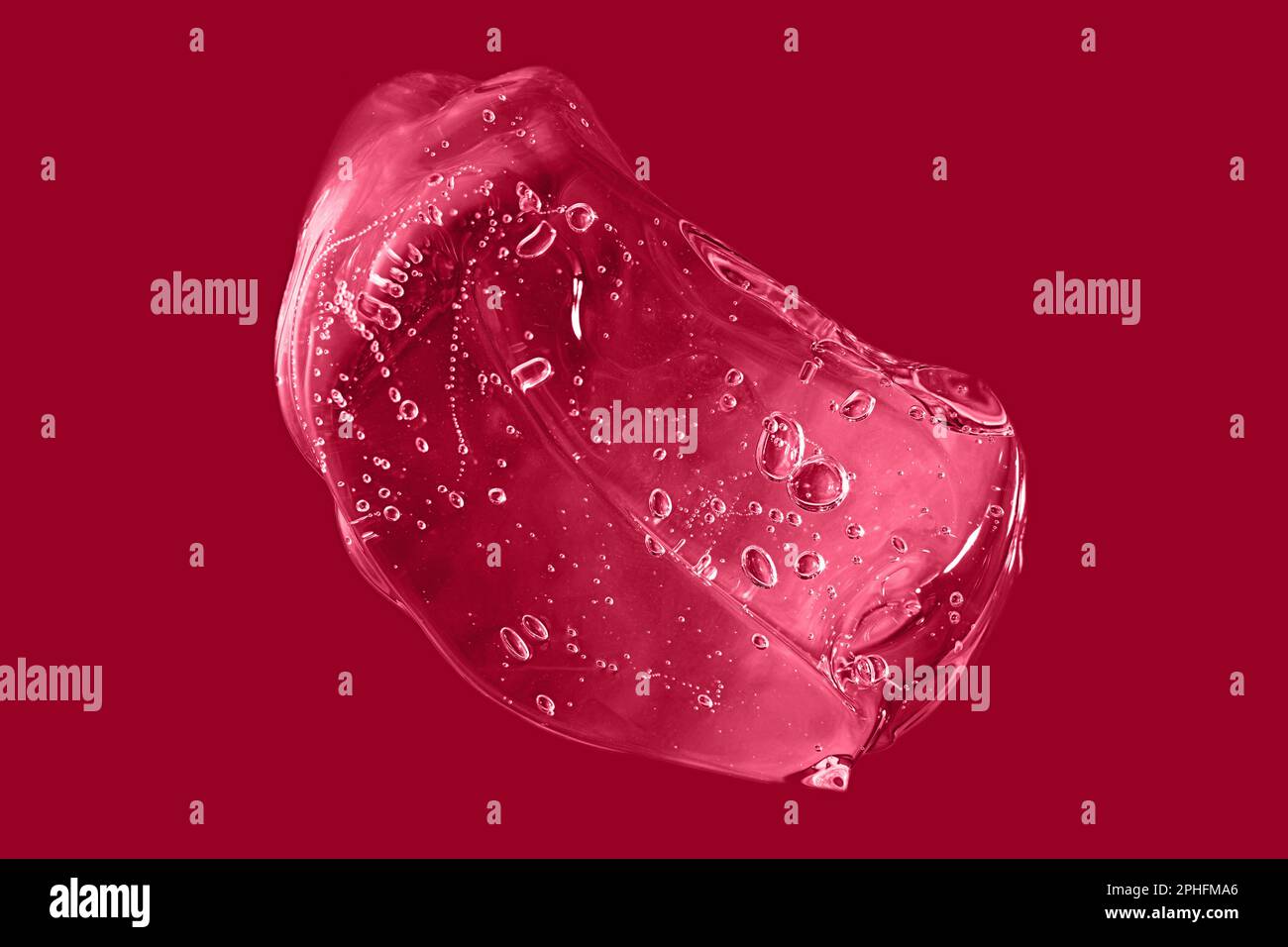 Top view of liquid cosmetics gel with bubbly structure,colored in ...