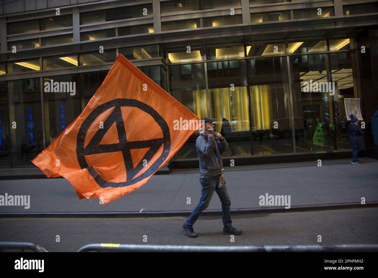 Environmental climate activists demonstrate and march against the big ...