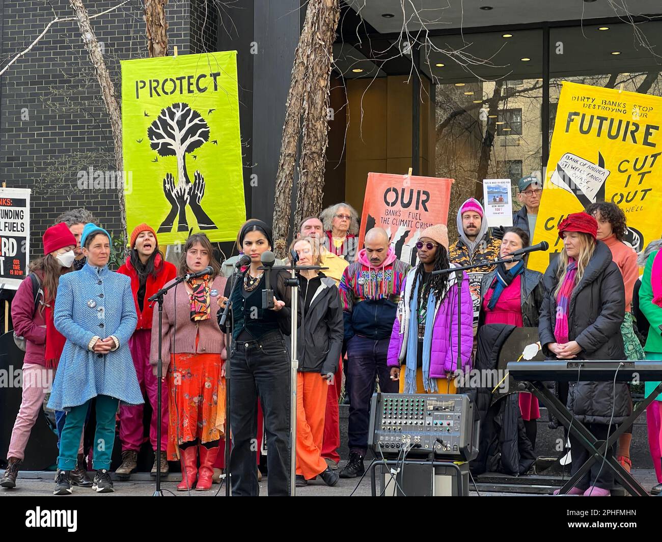 Environmental climate activists demonstrate and march against the big ...