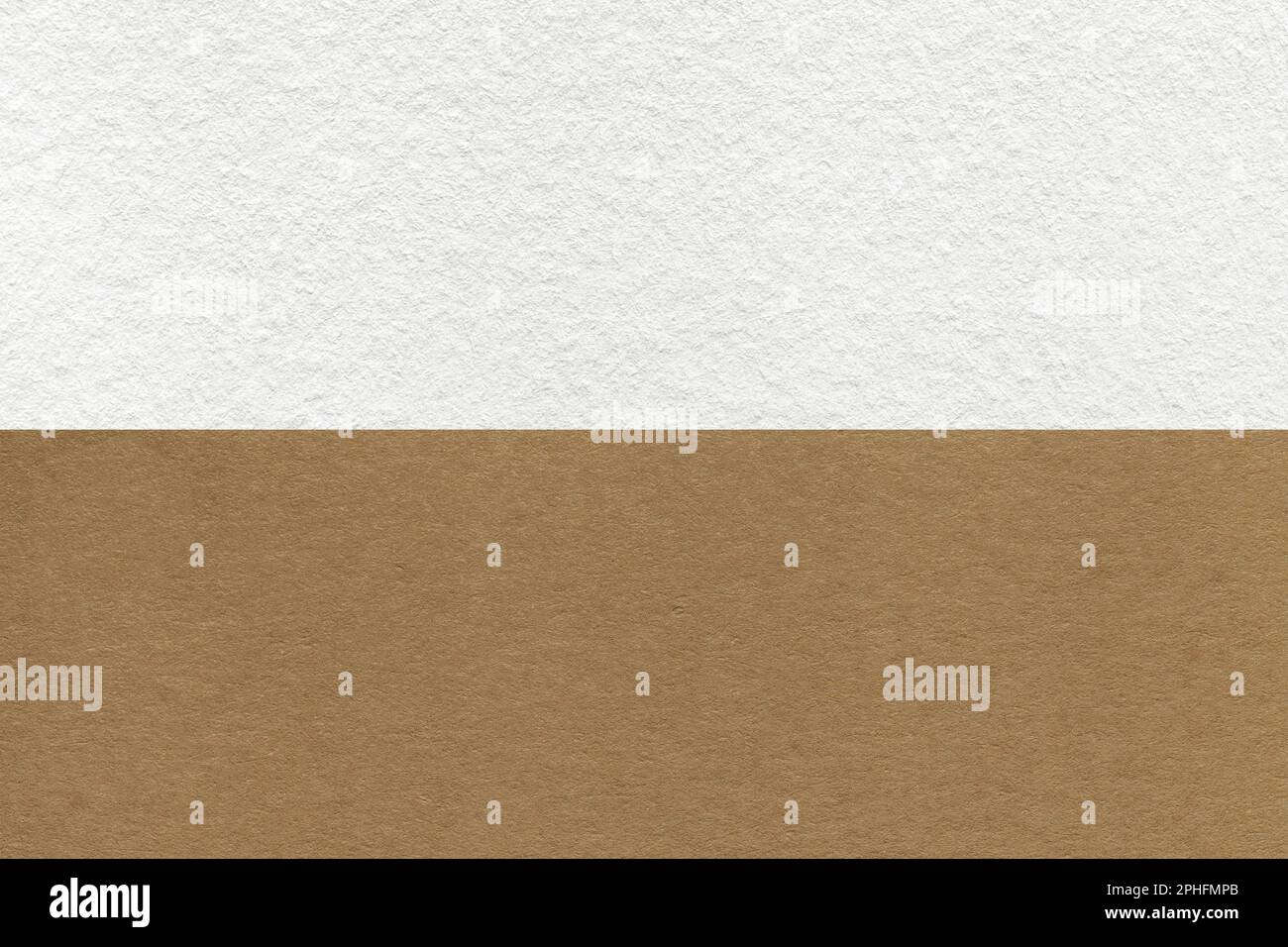 Texture of craft white and brown paper background, half two colors ...
