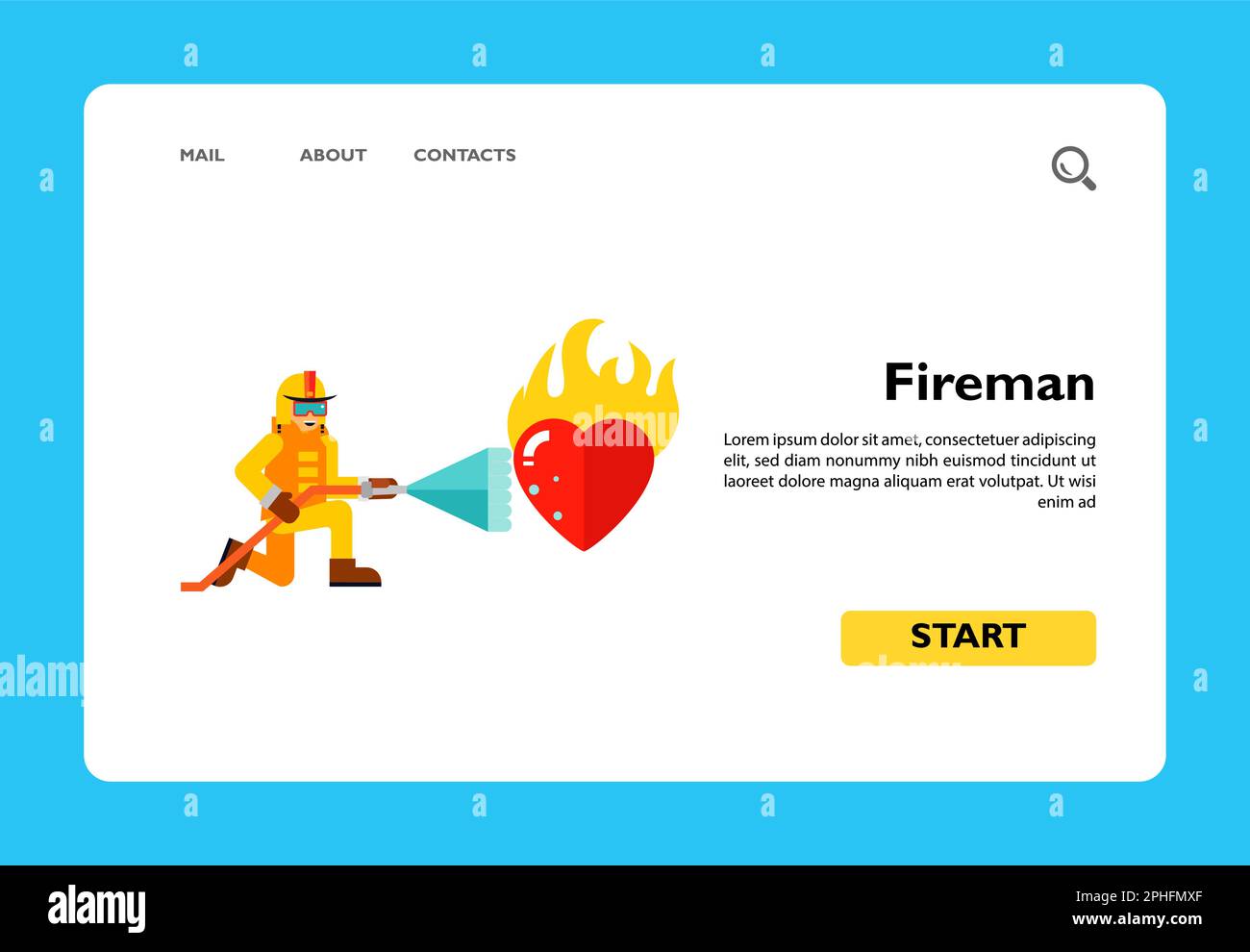Fireman Extinguishing Burning Heart Icon Stock Vector Image & Art - Alamy
