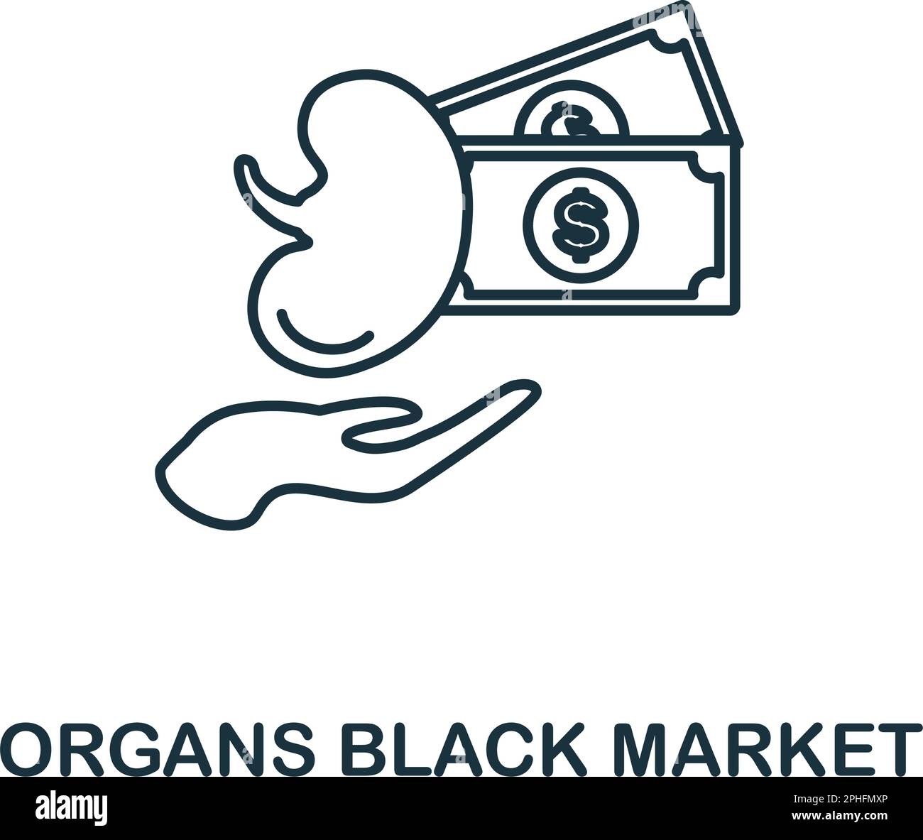 Organs Black Market line icon. Element sign from transplantation ...