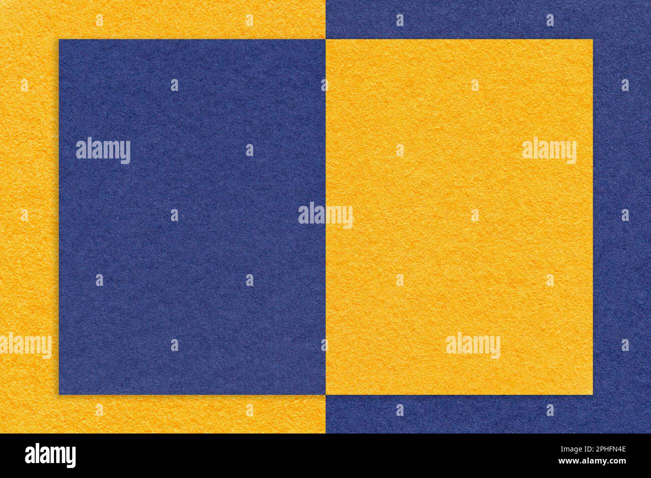 Texture of yellow and navy blue paper background with geometric shape ...
