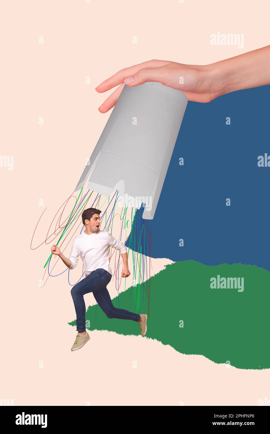 Creative 3d photo artwork graphics collage painting of arm catching ...