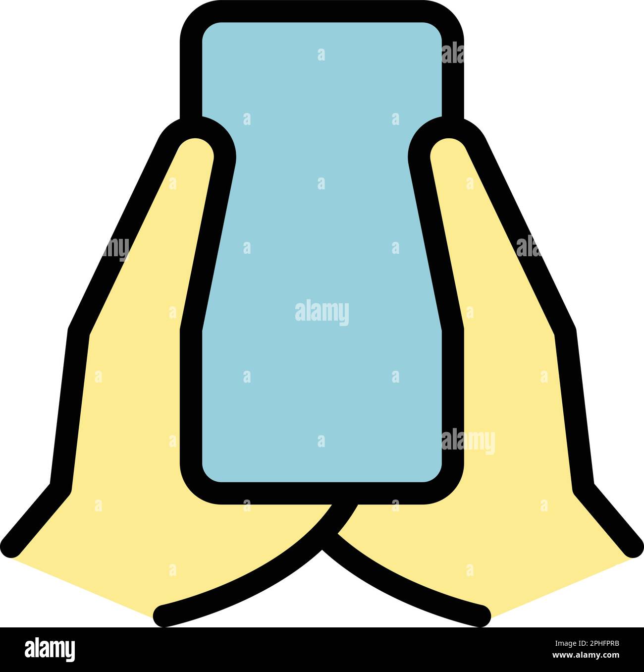 Palm holding phone icon outline vector. Hand mobile. Using cell color ...