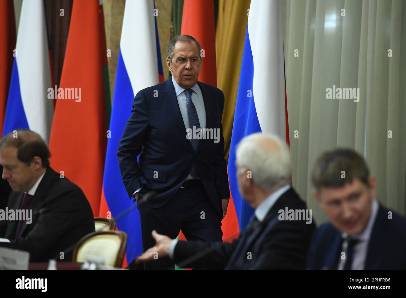 Moscow. Russian Foreign Minister Sergei Lavrov during a meeting of the ...